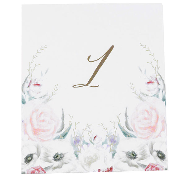 Floral Table Numbers (1-40) - The Wedding Outlet