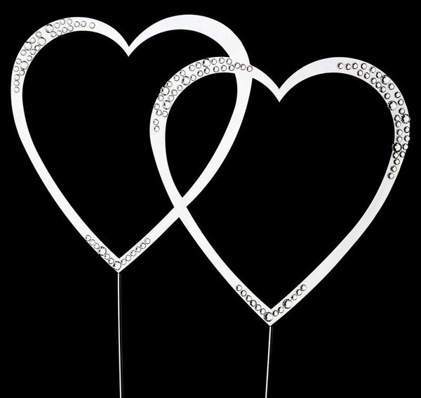 Swarovski Crystal Sparkle Double Heart Cake Topper - The Wedding Outlet