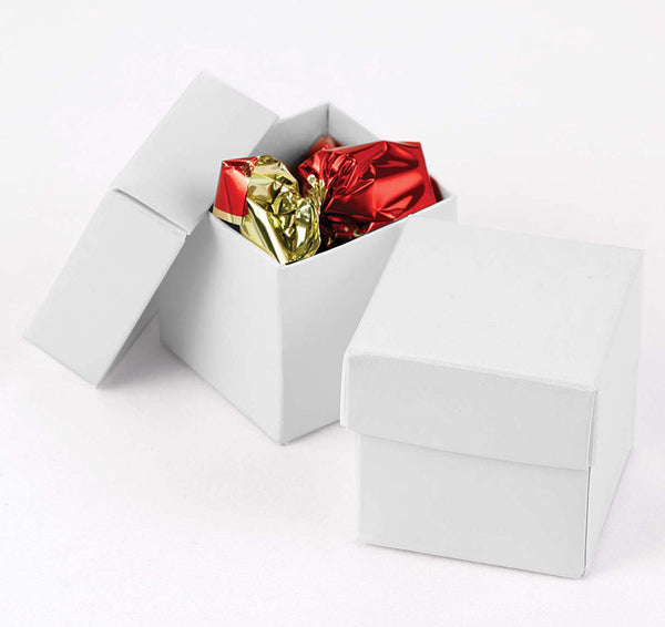 White Shimmer Favor Boxes - The Wedding Outlet