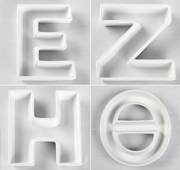Greek Alphabet Ceramic Dishes - The Wedding Outlet