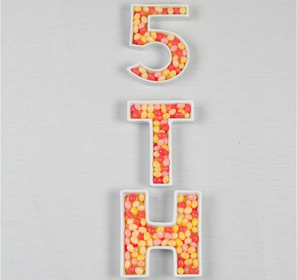 5TH Ceramic Letter Dishes - The Wedding Outlet